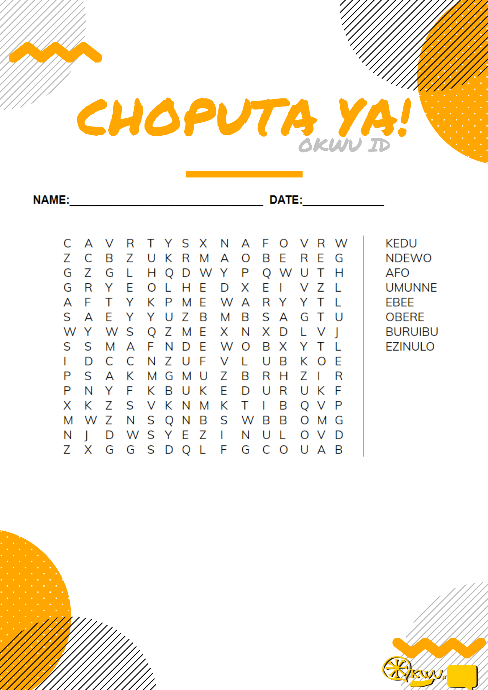 Free Igbo Learning Material For Kids – Okwu ID